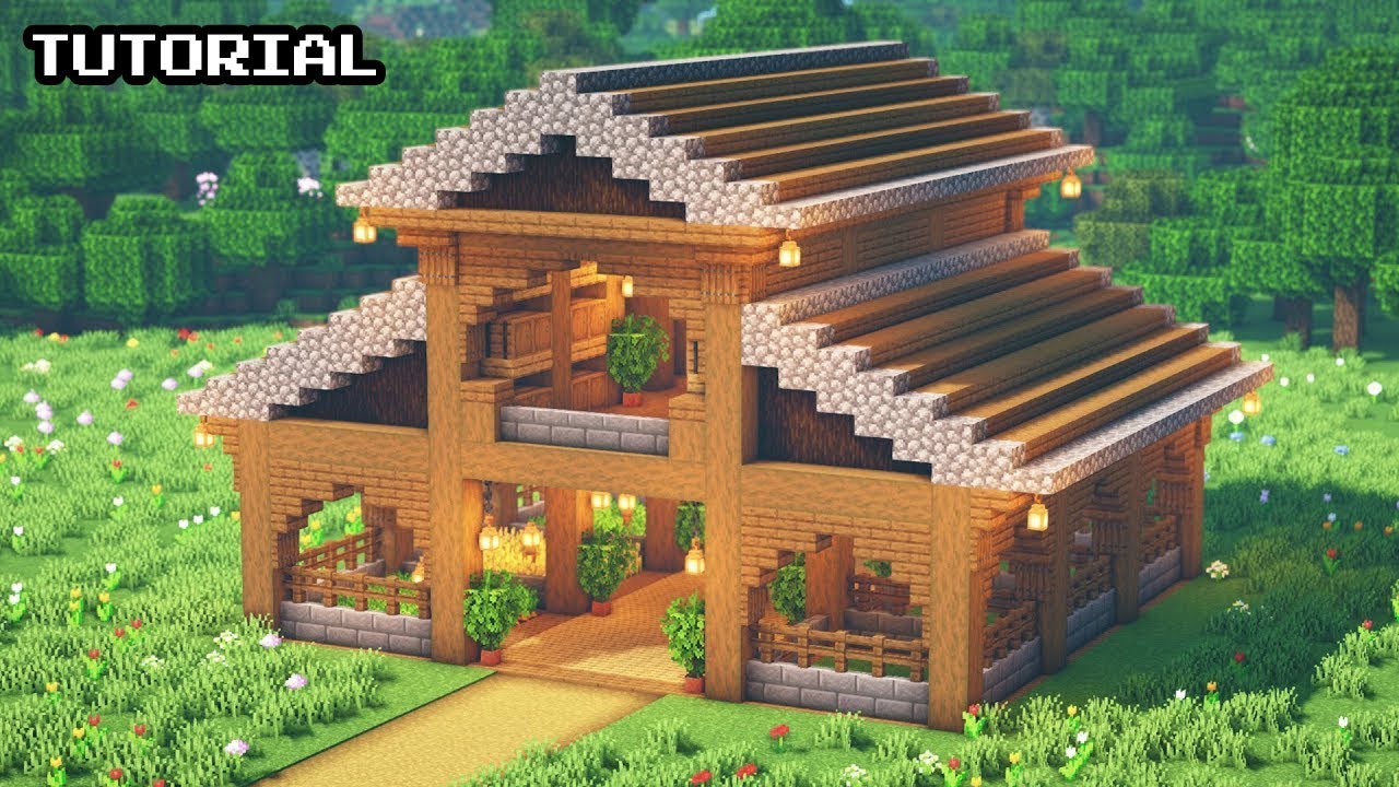 Minecraft : How to build a Survival Wooden Barn 🐄 - YouTube
