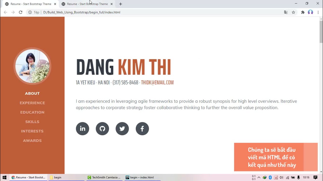 Website Profile Cá Nhân 01 Khung HTML - YouTube
