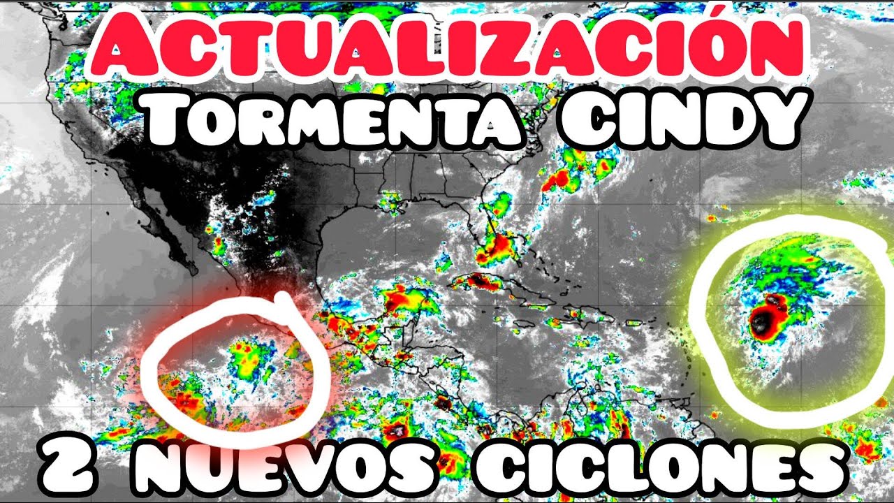 2 nuevos ciclones de interés, tormenta Cindy sigue al Noroeste. - YouTube
