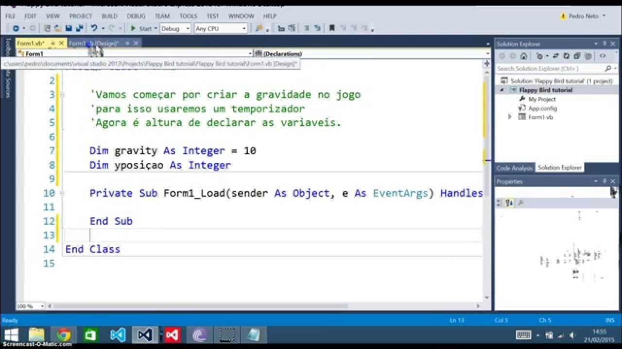 Tutorial Parte 1 Flappy Bird Visual Basic (VB) - YouTube