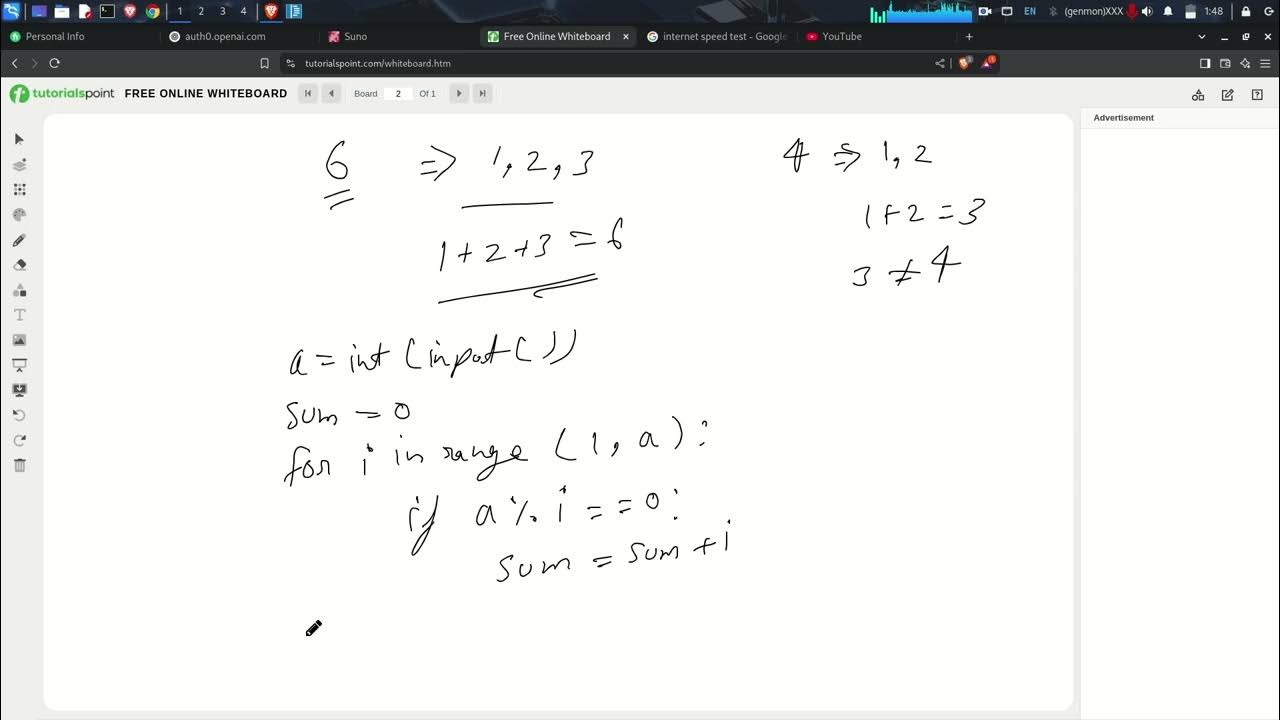 Loops Practice Ques 10 in Python | Write a program to Check whether a given Number is Perfect ...