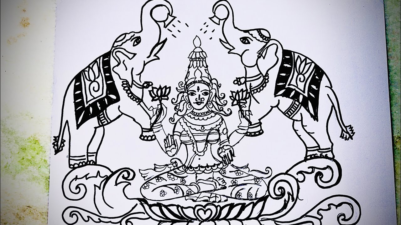 How to draw lakshmi devi?||Easy lakshmi devi drawing||Vara Lakshmidevi ...