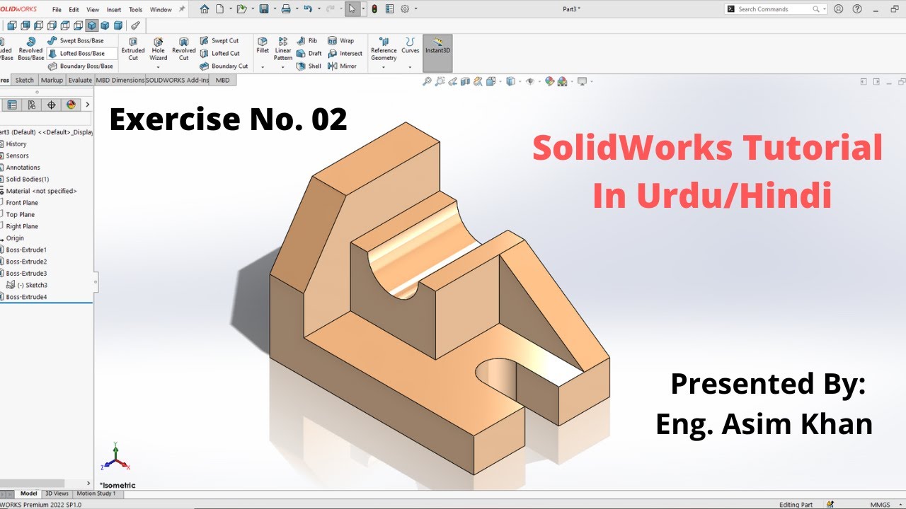 SolidWorks Tutorial || Exercise No. 02 ||CAD Institute - YouTube