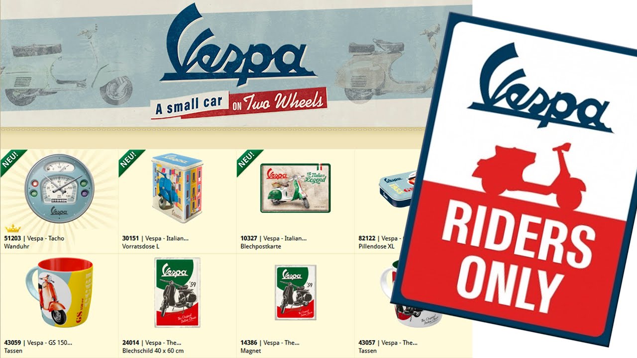 Geschenkideen & Deco Vespa Fans: 2021 Vespa Merchandise Nostalgic Arts ...