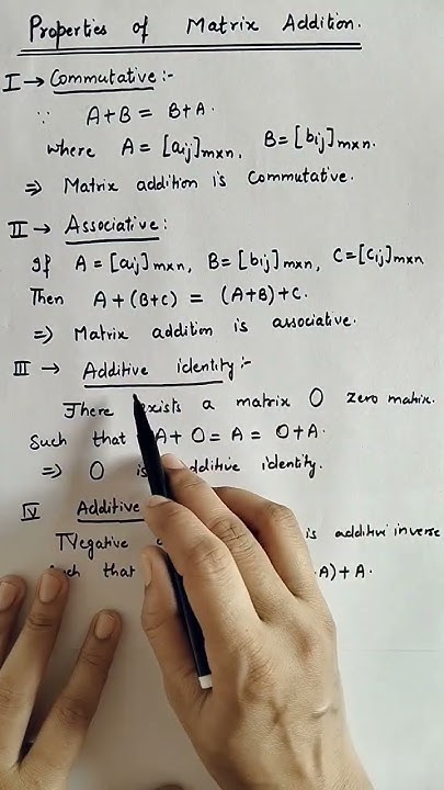 Properties of Matrix Addition.(part-1) - YouTube