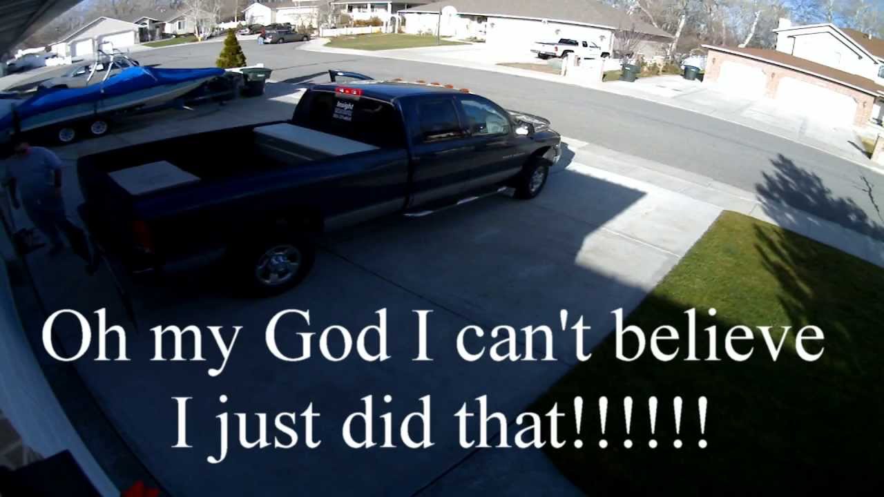 Backing into my garage door - YouTube