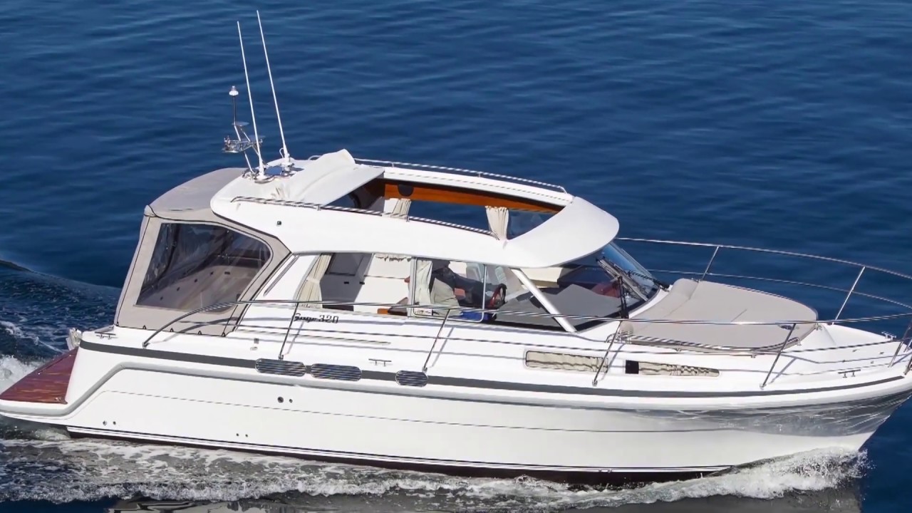 Saga 320 Suntop Motorboot mit elektrischem Verdeck - YouTube