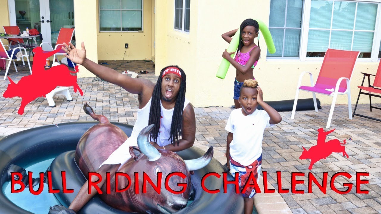 FAMILY Swimming Pool Challenge with Inflatabull - YouTube