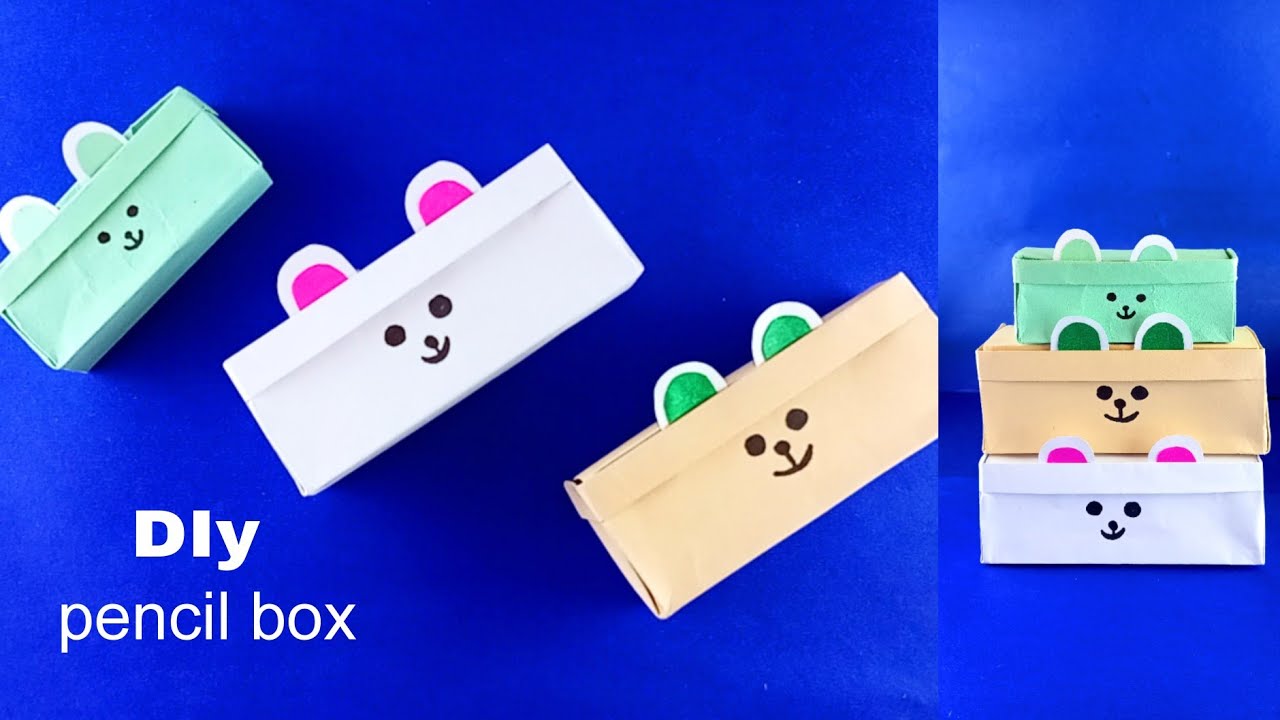 How to make paper pencil box | diy paper pencil box | origami pencil ...