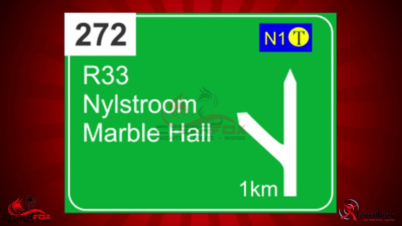 Freeway Direction - Guidance sign symbols - K53 learners licence videos ...
