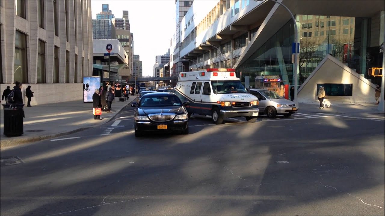 TRANSCARE EMS AMBULANCE RESPONDING ON WEST 65TH STREET AND BROADWAY ON ...