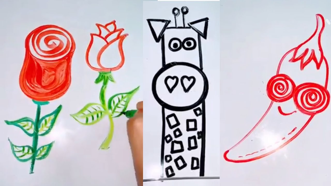 EASY DRAWING TRICKS .SIMPLE DRAWING TUTORIALS AND TIPS.#kidsdrawing - YouTube