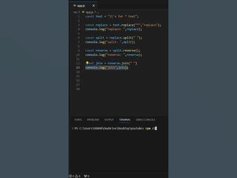 JavaScript String methods replace,split,reverse,join - YouTube