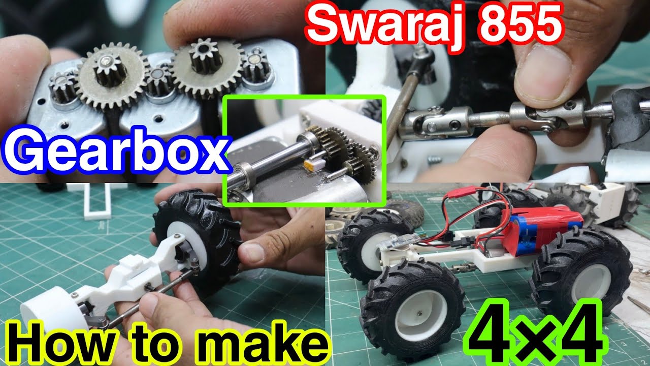 How to make Swaraj 855 4by4 tractor model Gearbox and front axle ...