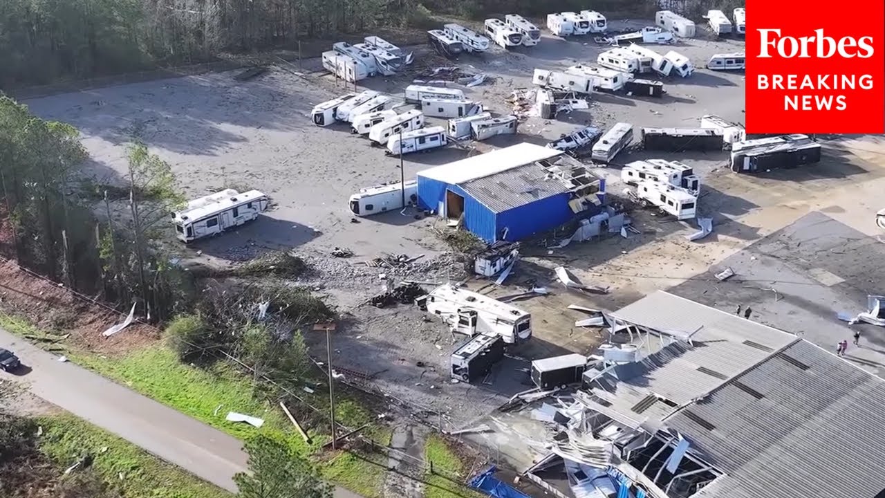 Drone Captures Damage Caused By Severe Storms In Calera, Alabama - YouTube