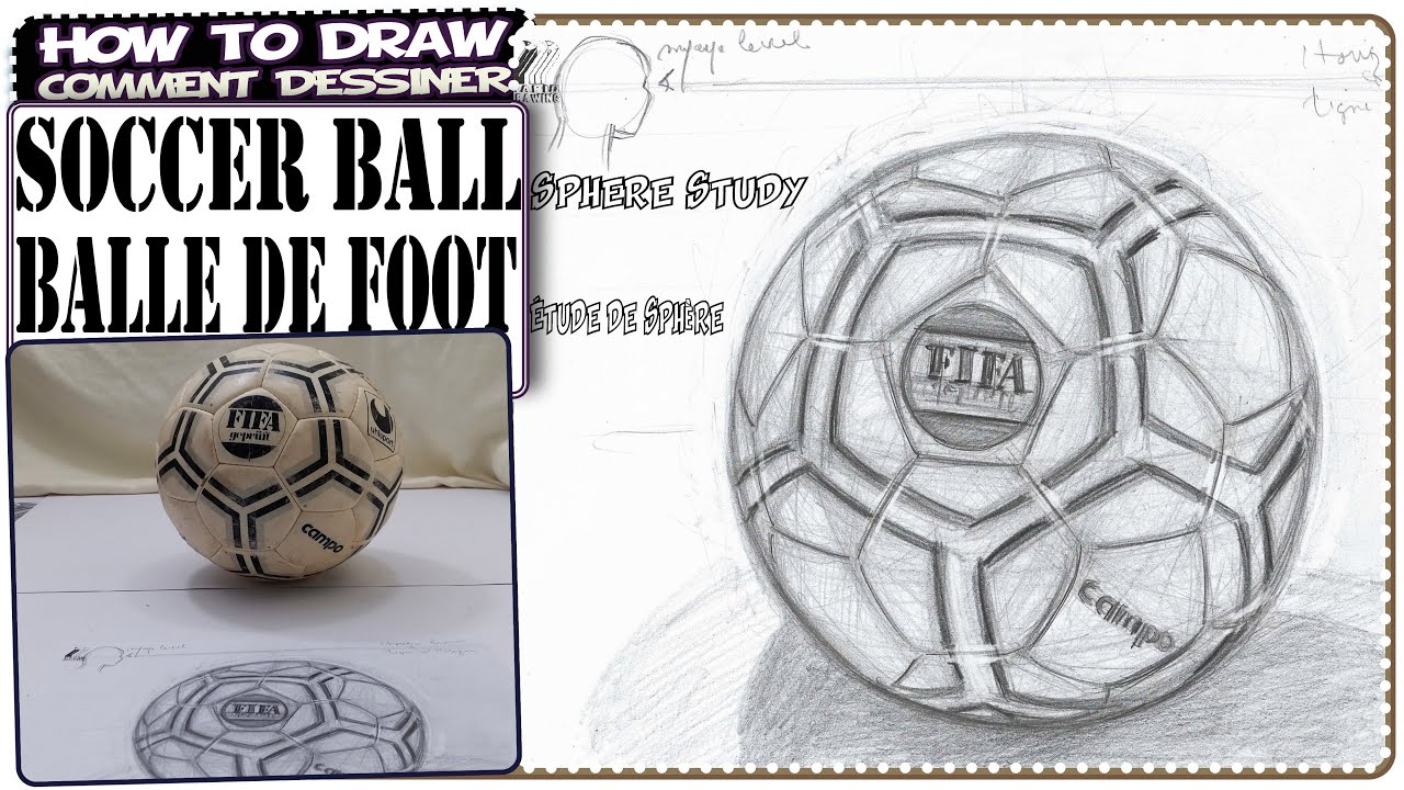 Learn how to draw a soccer ball FIFA from ellipses (set of hexagons in ...