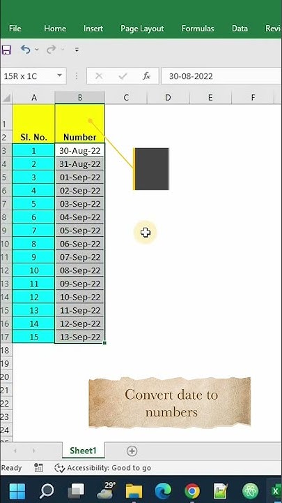 Convert Date to numbers#excel #shorts#microsoftexcel #exceltips #excelshortcuts - YouTube