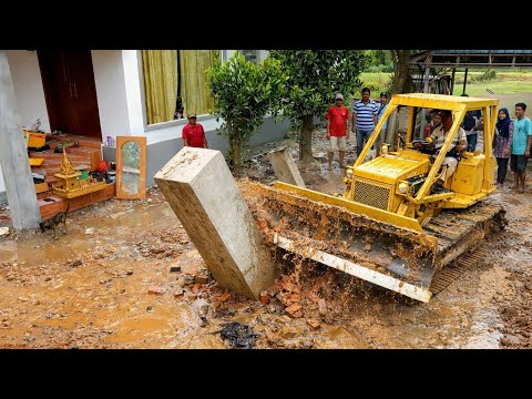 Amazing New Project!! By Skill Bulldozer Pushing Soil & 5 Ton dump Truck Unloading Soil