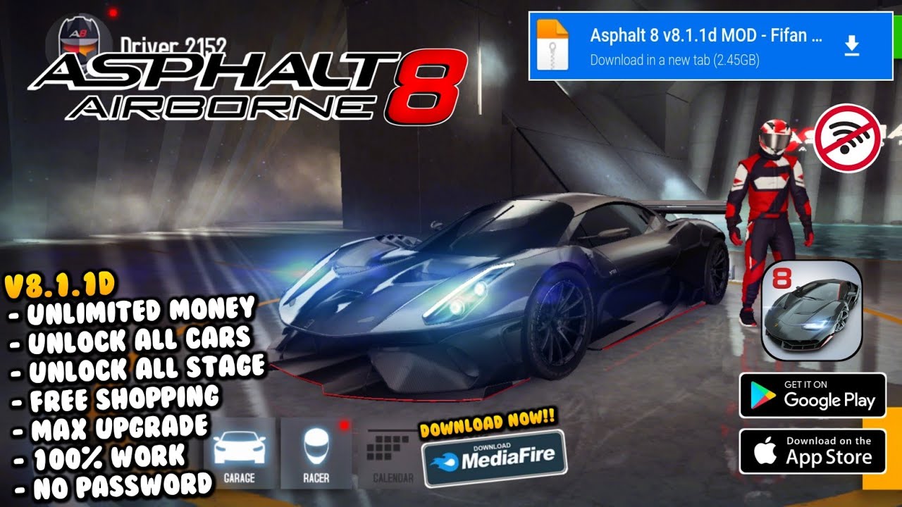 Asphalt 8 Mod Apk v8.1.1d Terbaru 2025 - Unlimited Money & Unlock All ...