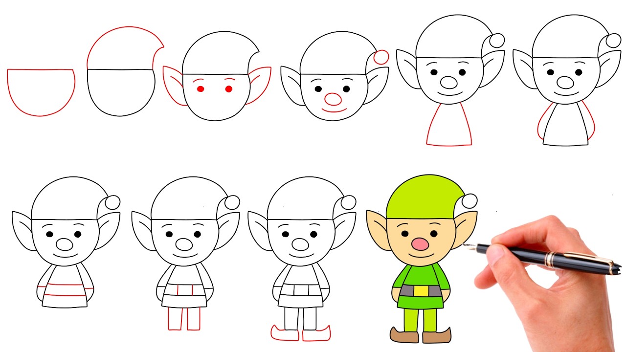 How To Draw an ELF | Christmas Drawings - YouTube