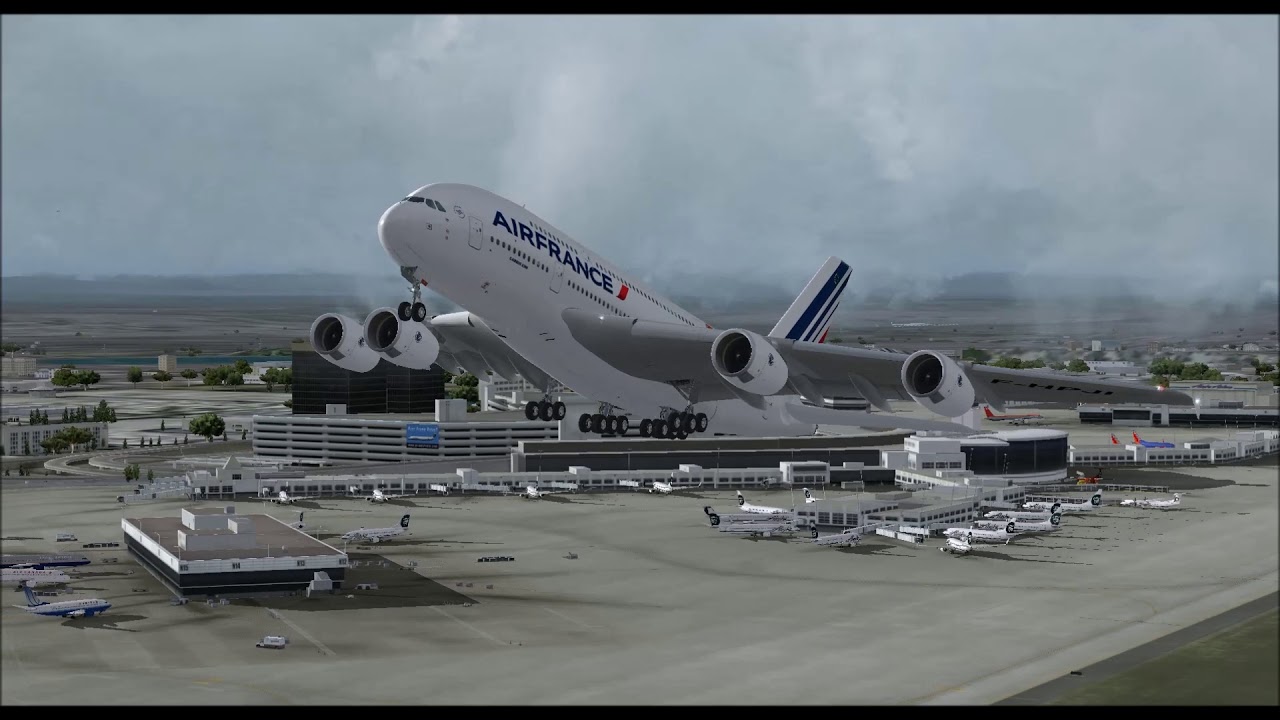 AIRBUS A380 800 AIR FRANCE 80 ANS YEARS TAKE OFF FROM SEATTLE INTL ...