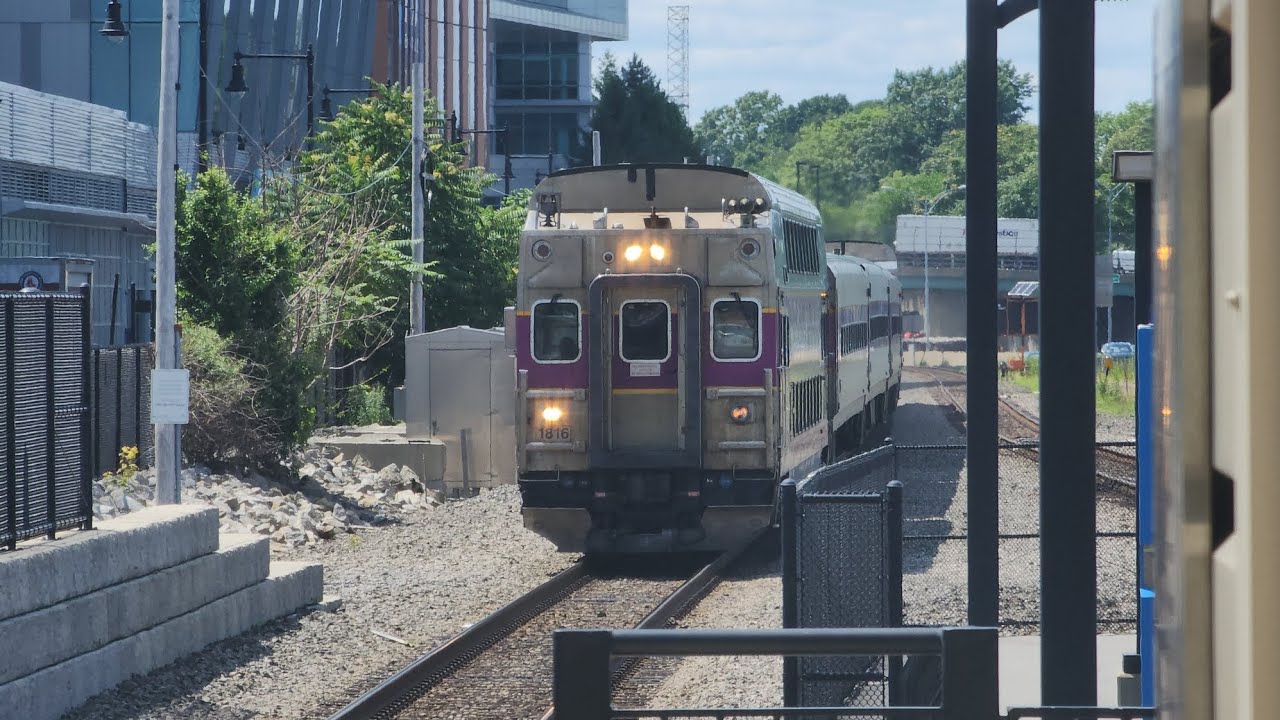 MBTA Rotem cab car #1816 Enters Boston Landing with a horn show! - YouTube