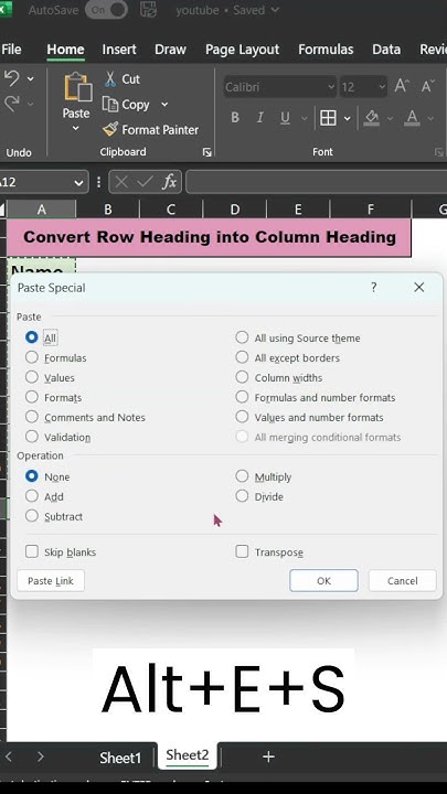 How to Convert Row Heading into Column Heading | use of transpose in excel - YouTube