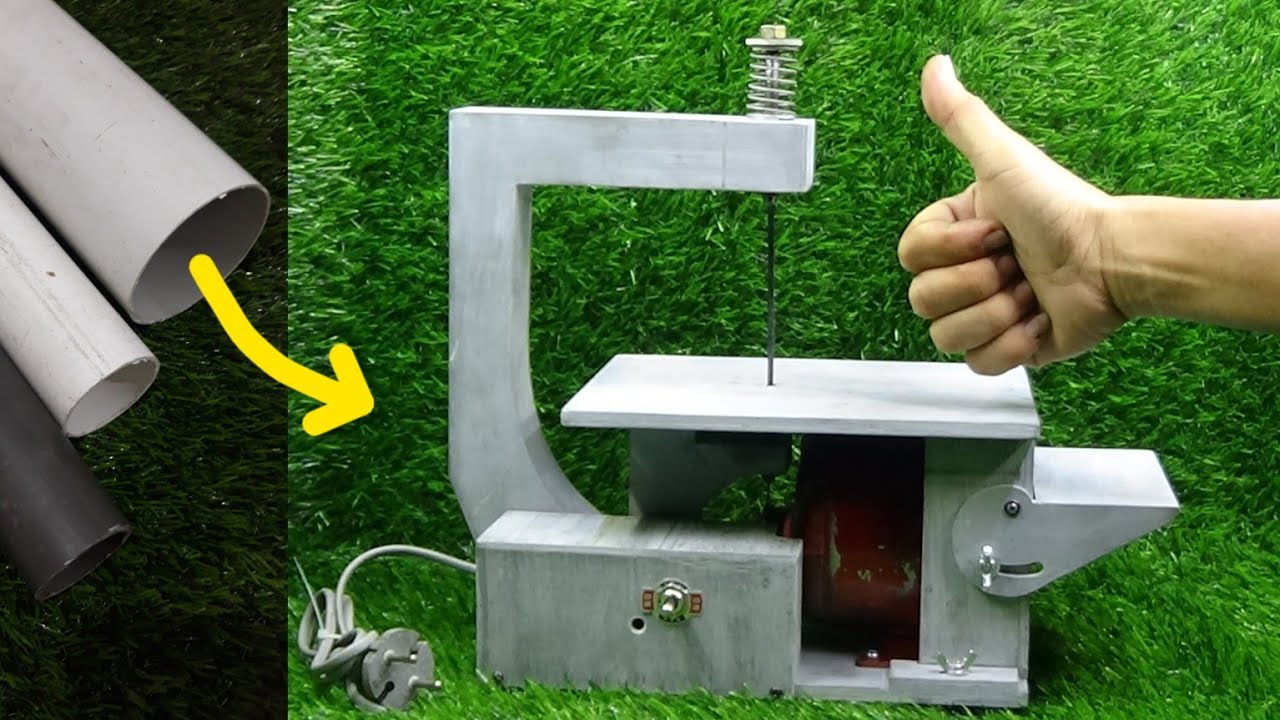 2 in 1 Cara membuat mesin SCROLL SAW DIY ( gergaji mini berbahan pipa ...