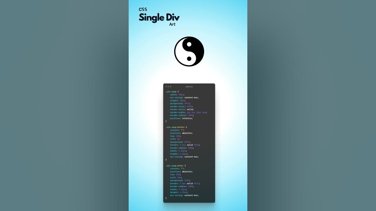 ☯️ Single Div Art | 🤔yin yang logo #css #shorts #webdevelopment - YouTube
