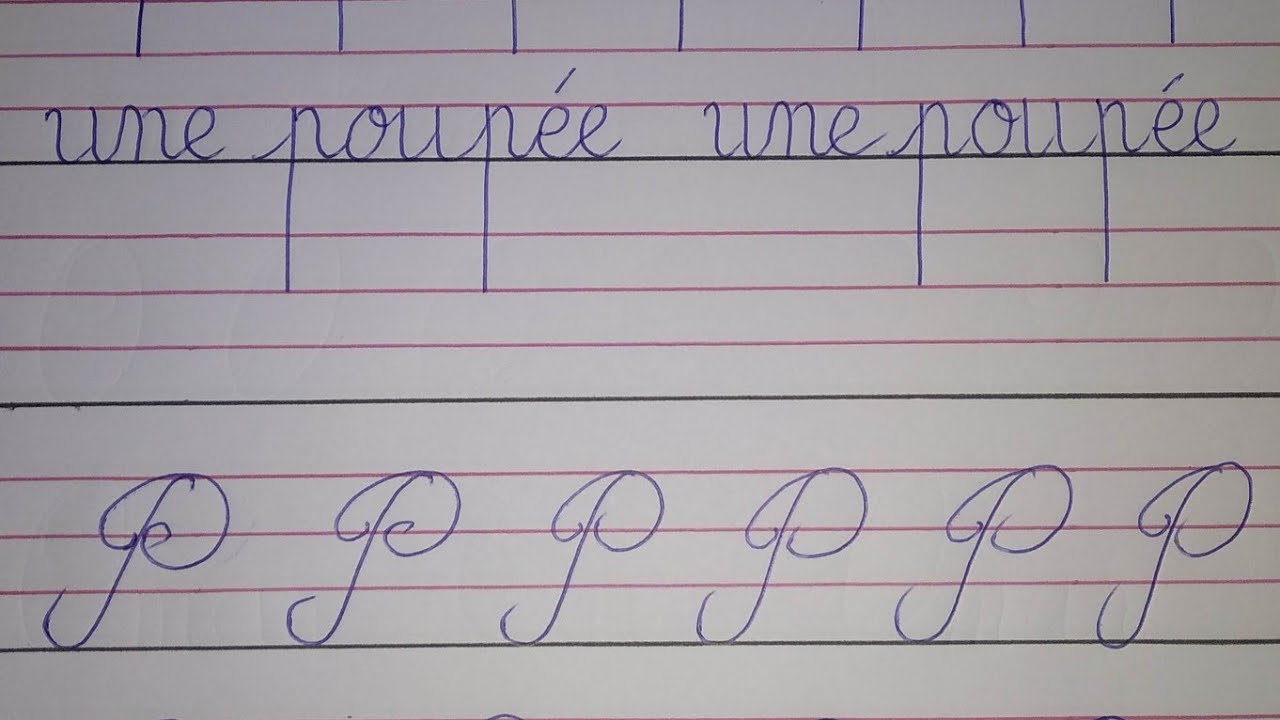 18- Écriture cursive de l'alphabet français (la lettre p) - YouTube