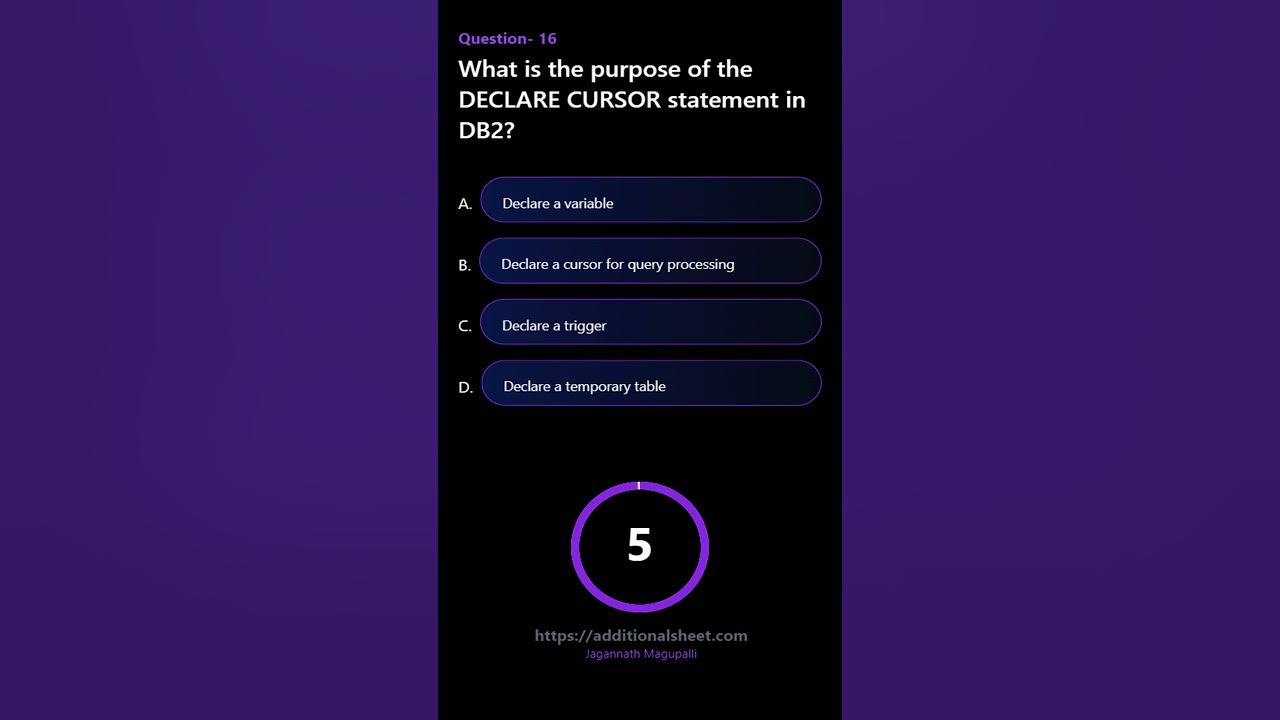 What is the purpose of the DECLARE CURSOR statement in DB2 - YouTube