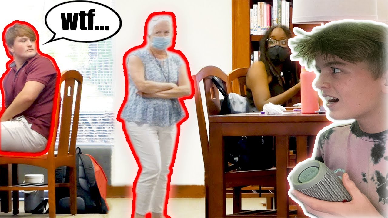 Hiding Speakers in the Library PRANK! - YouTube