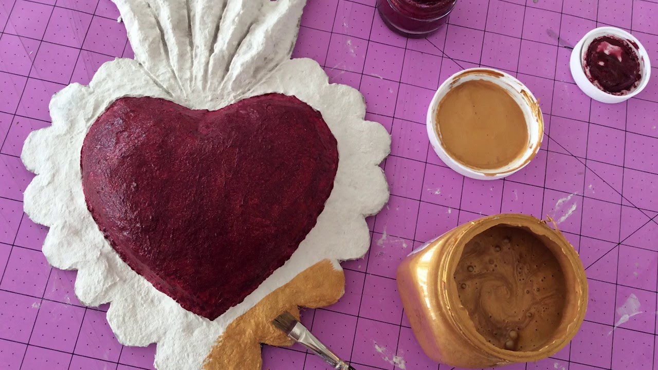 How To: Make a FastMache Sacred Heart Wall Plaque - YouTube