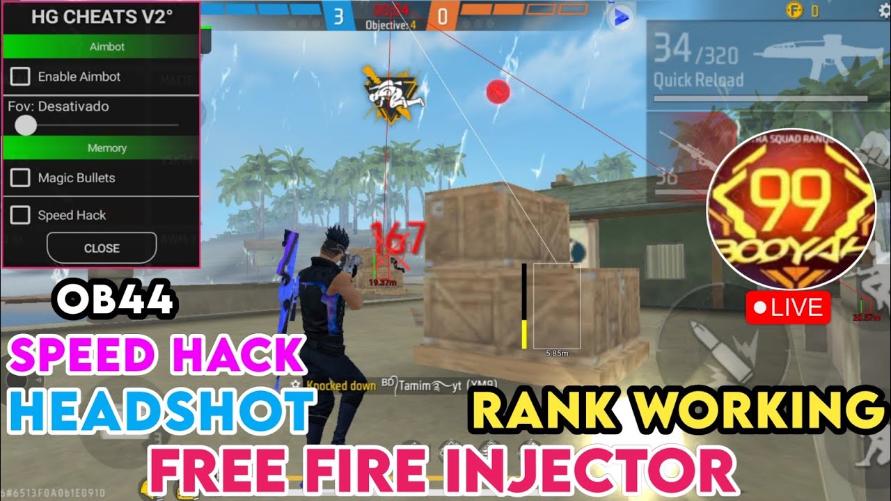 Free Fire OB44 injector | Headshot Hack + Esp Location | Rank Working ...
