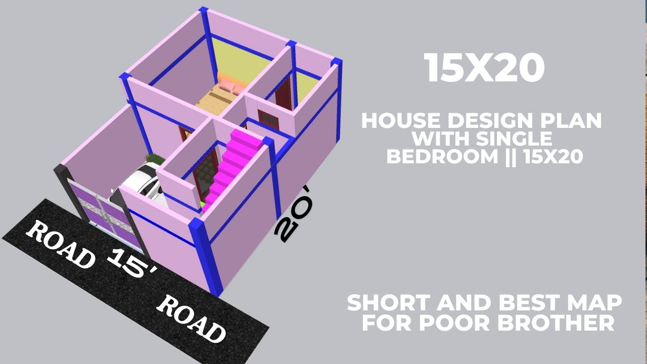 15x20 house design plan with Single Bedroom || Short and best map for ...