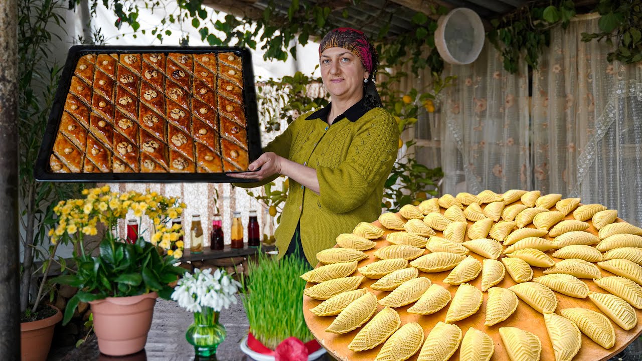 Making Traditional sweets of Azerbaijan Shekerbura and Baklava ...