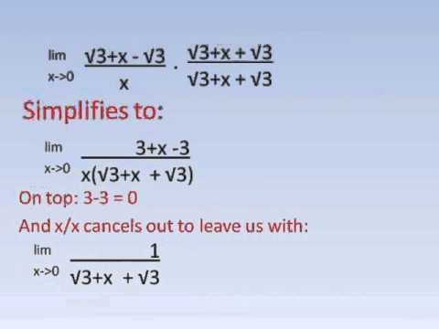 How to find a limit involving a radical conjugate - YouTube