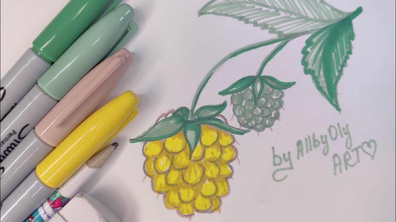 How Easy to draw a Golden Raspberry - YouTube