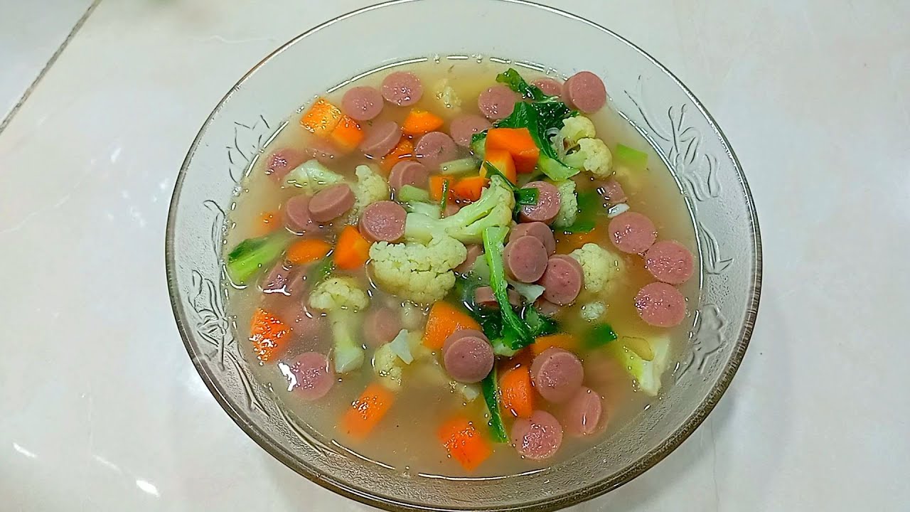 Resep Sop Sosis, Kembang Kol dan Wortel - YouTube