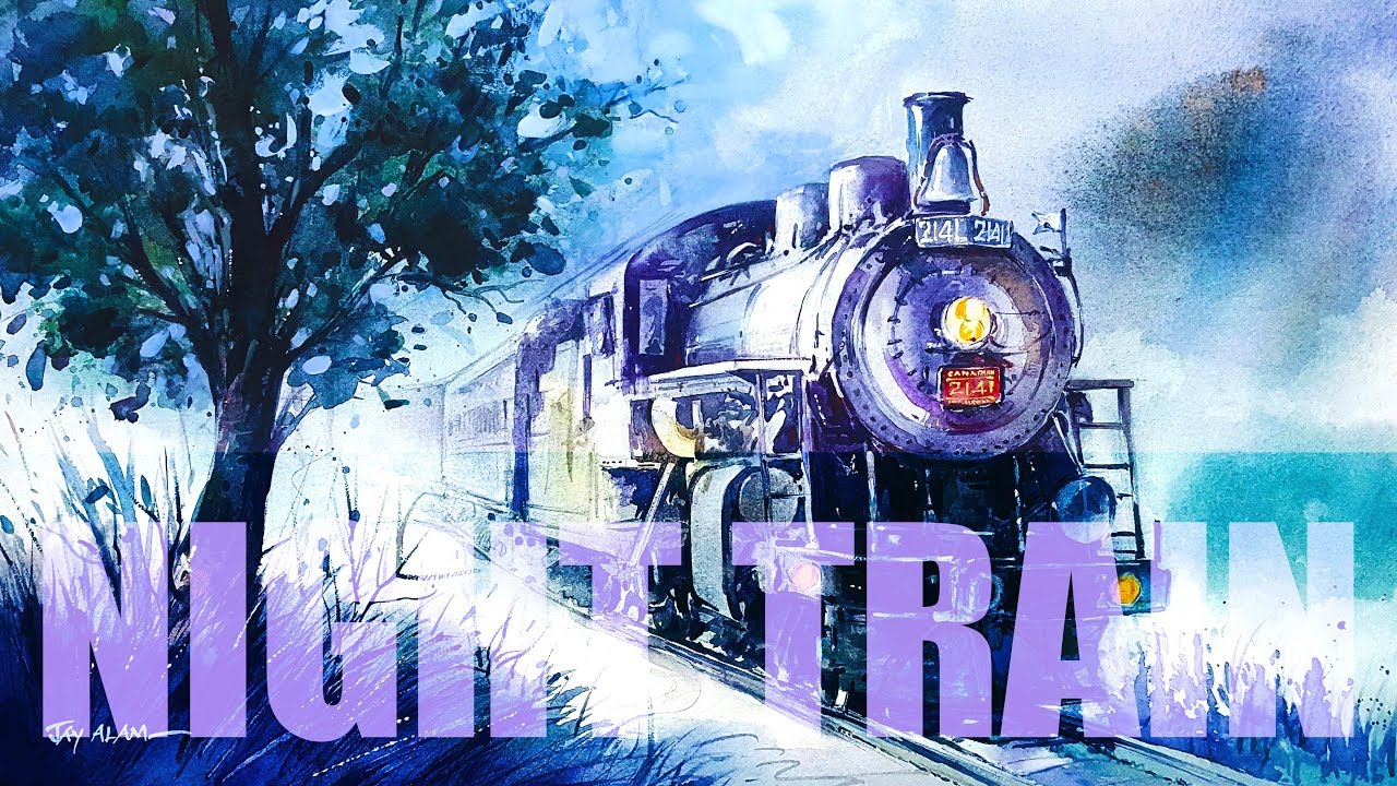 Watercolor Painting - The Midnight Train - YouTube