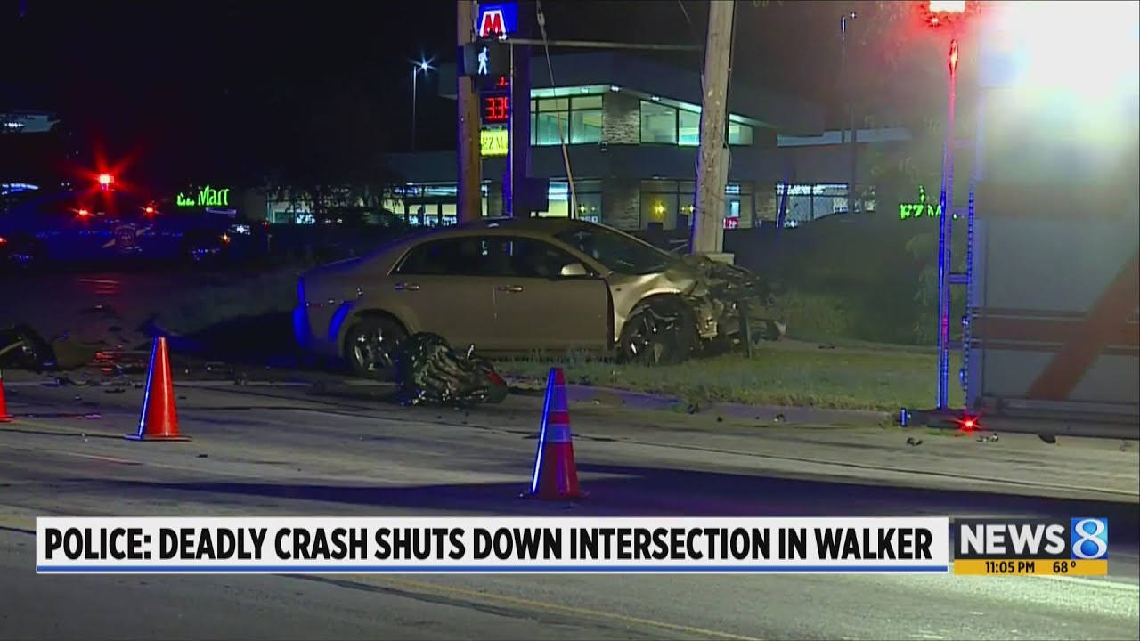 PD: Deadly crash shuts down Alpine Avenue intersection in Walker - YouTube