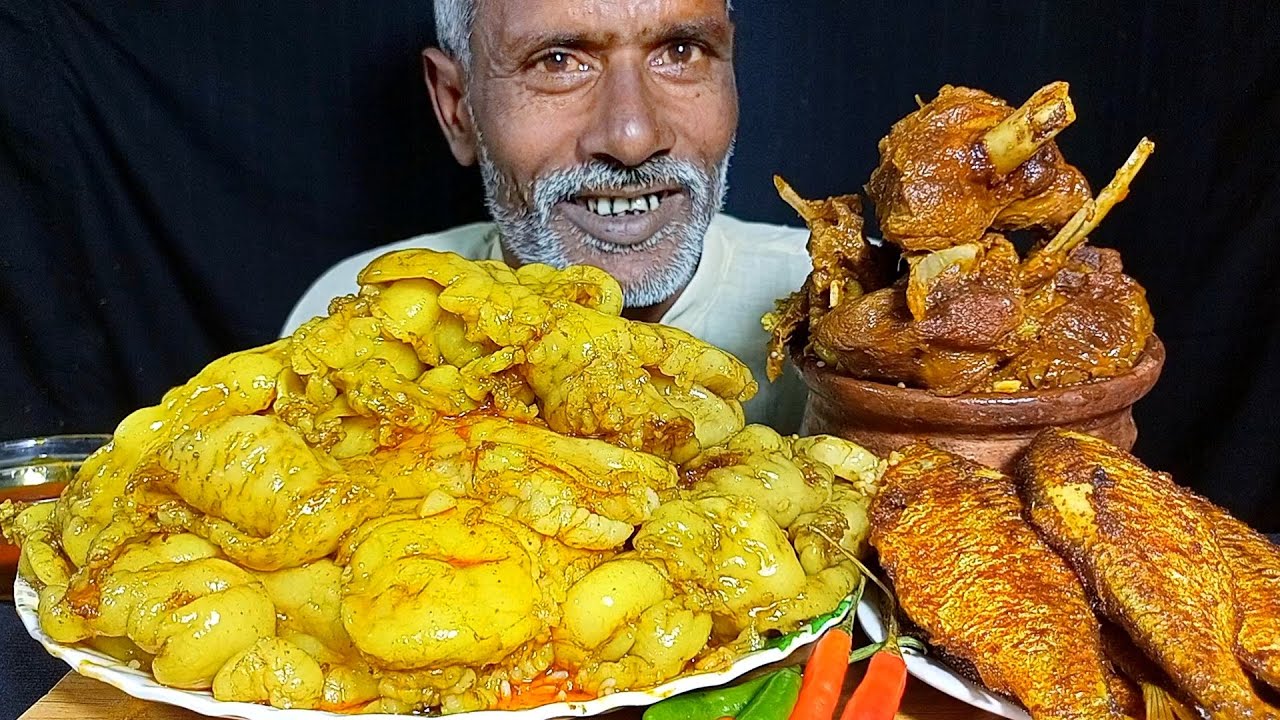 Eating Most Oily Mutton Fat Curry,Spicy Mutton Curry || Crispy Fish Fry ...