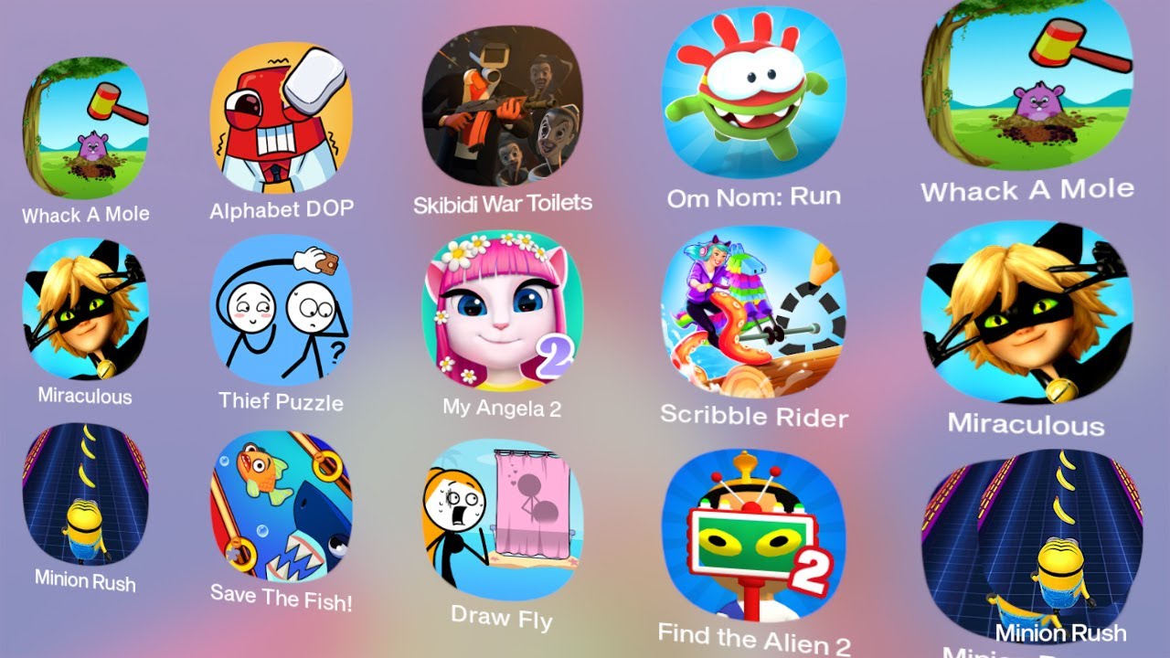 Om Nom Run,Scribble Rider,Skibidi War Toilets,Minion Rush,Whack A Mole ...