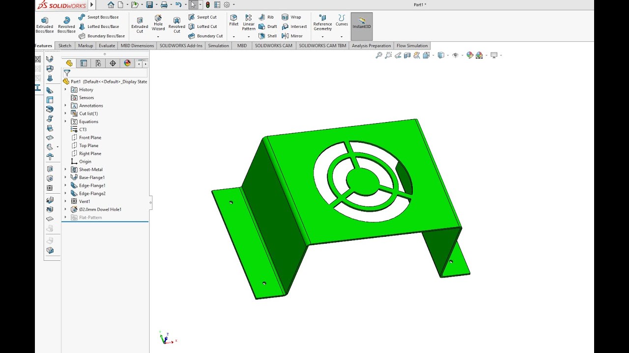 Vent Features Sheet metal - Solidwork Tutorial |||| Part 1 - YouTube