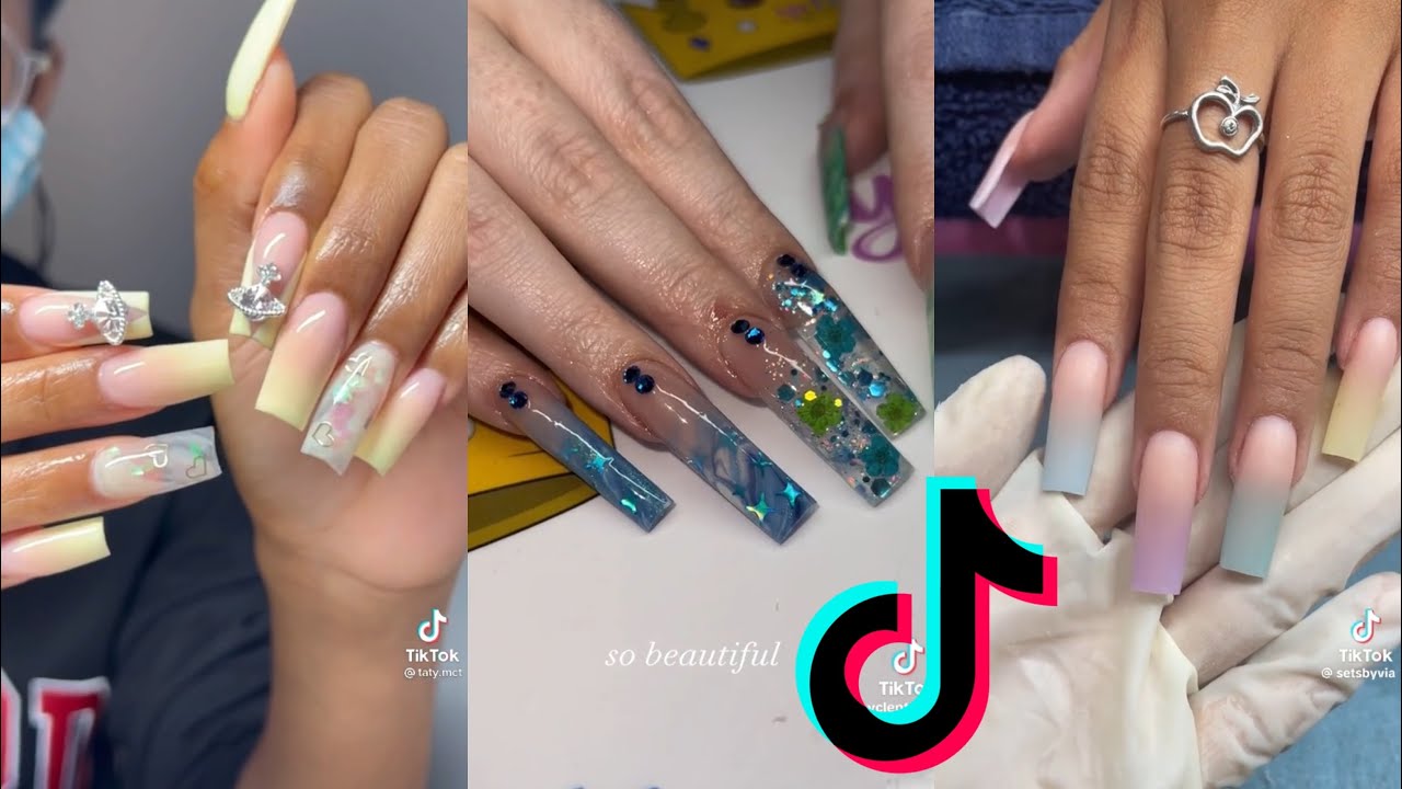 Acrylic Nails With Gel polish | TIKTOK COMPILATION - YouTube