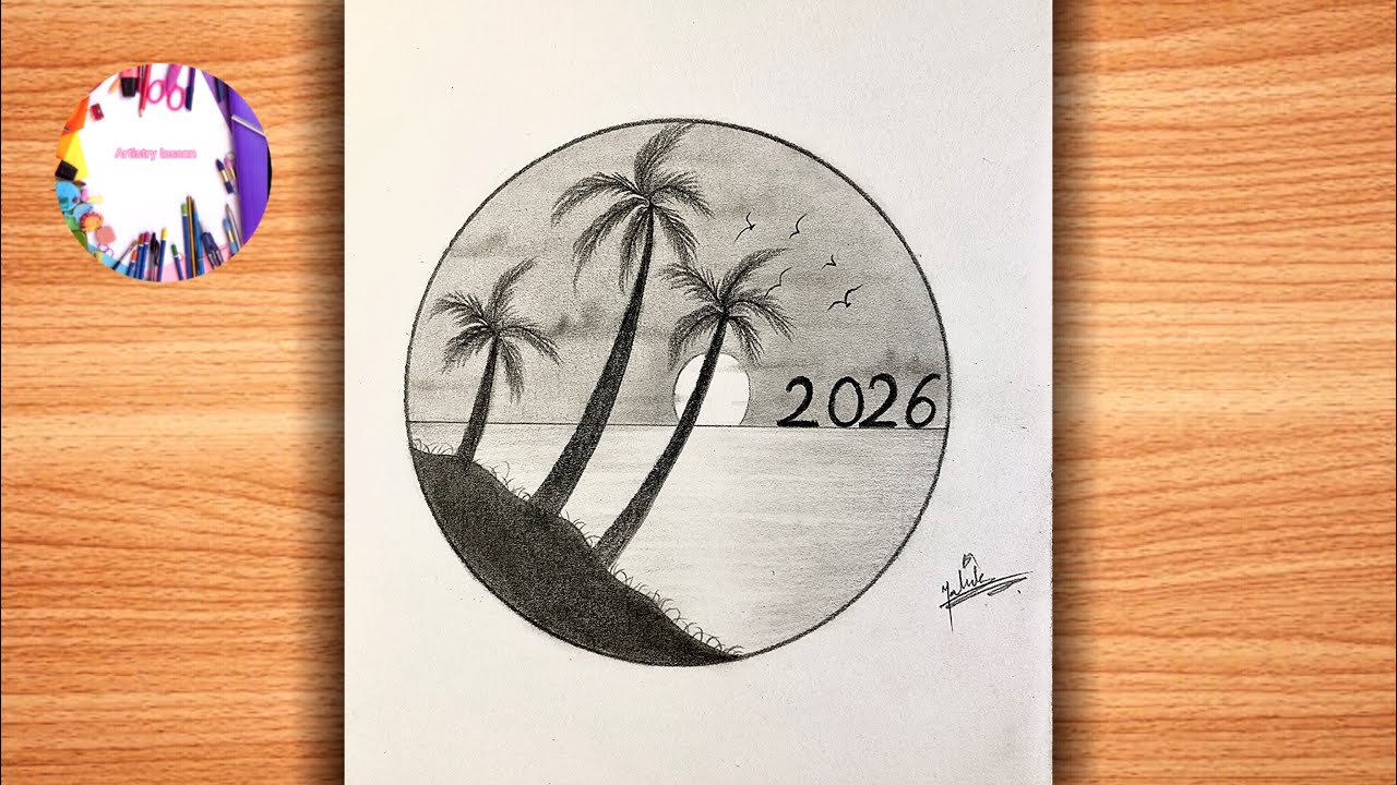 Happy new year 2026 drawing / Easy drawing/New year 2026 drawing ...