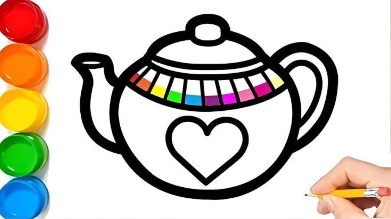 How to Draw a Kettle | Easy Step-by-Step Tutorial | Kids Drawing and ...
