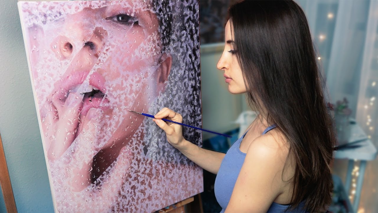 I painted a shower portrait | Oil Painting Time Lapse - YouTube