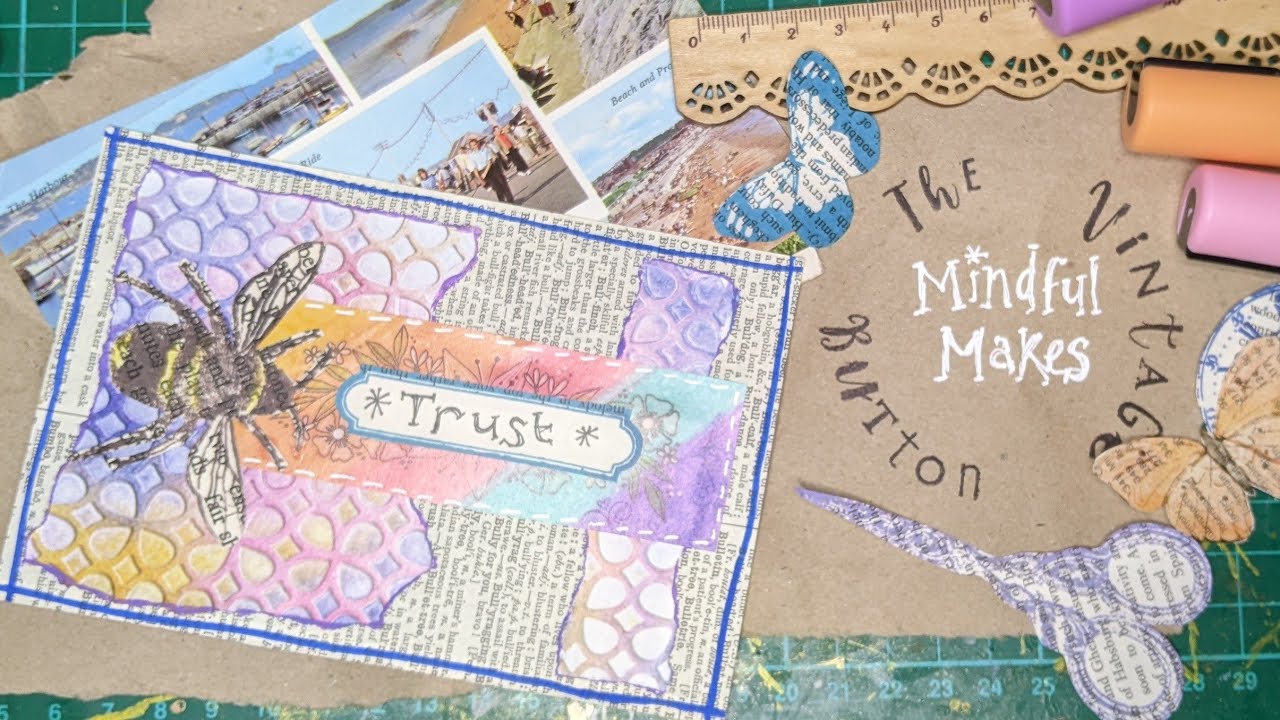 Easy ugly postcard upcycle craft with me - YouTube