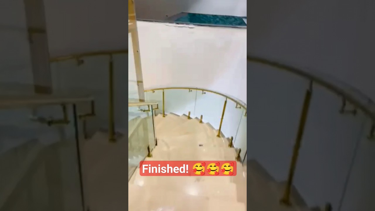 SS GLASS RAILING WITH GOLD PWD COATING #interiors #glassrailings # ...